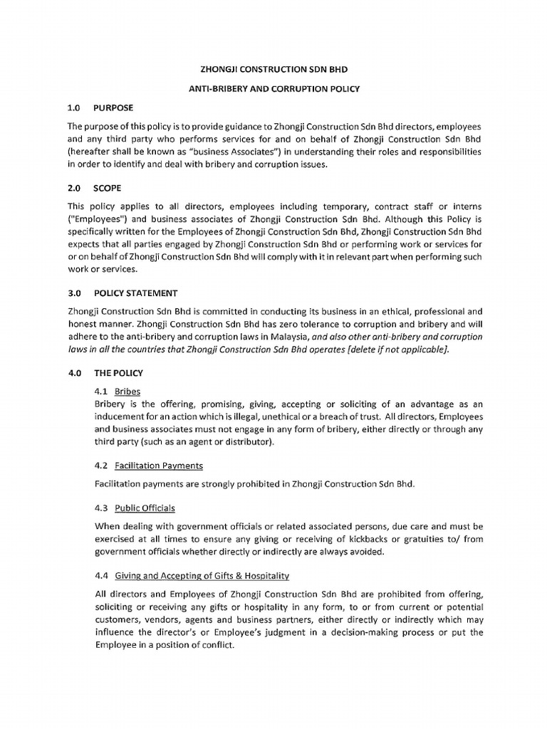 Appendix VI - Sample of Anti-Bribery and Corruption Policy - 31.05.2022 ...