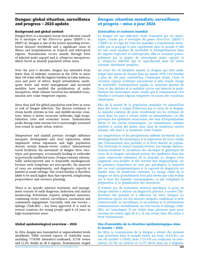 Dengue : Situation mondiale et progrès 2024 | PDF | Interaction humain ...