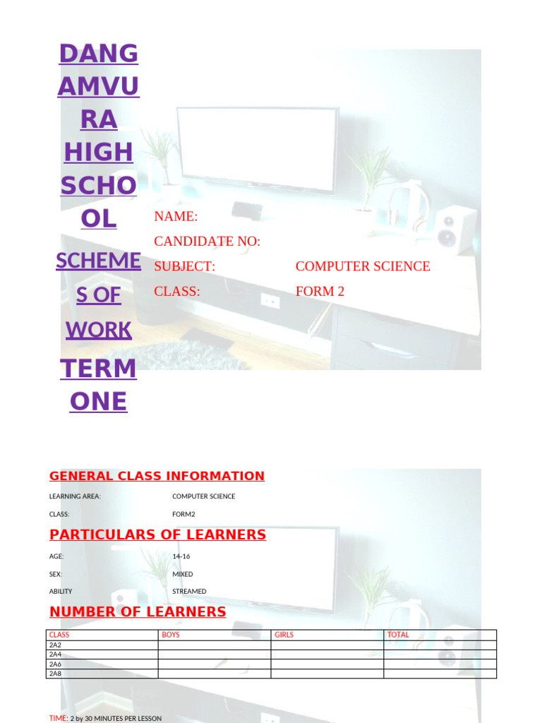 Computer Science Scheme of Work Term 1 | PDF | Learning | Computer Science