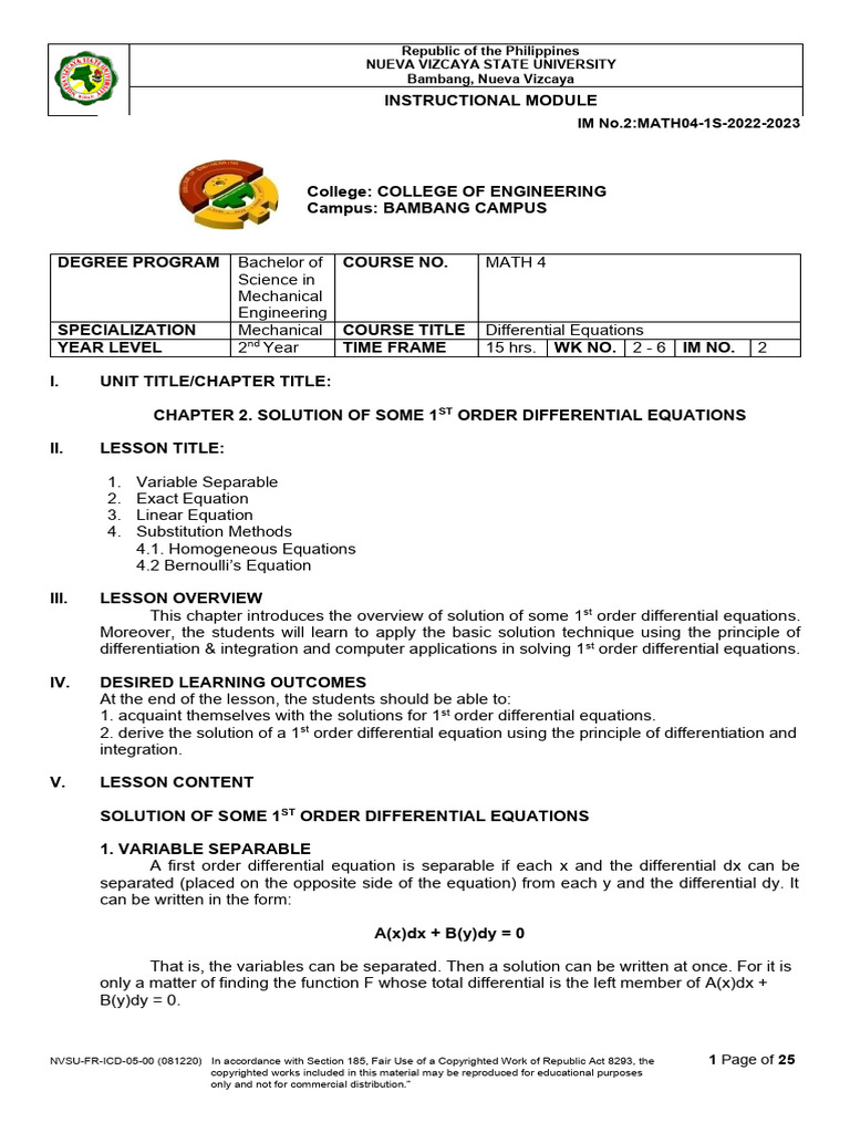 Differential Equation Module 2 | PDF | Differential Equations | Equations