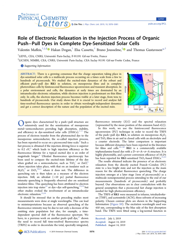 Role of Electronic Relaxation in the Injection Process of Organic Push ...