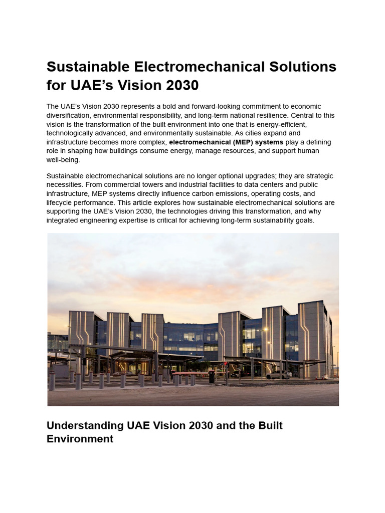 Sustainable MEP Solutions for UAE Vision 2030 | PDF | Efficient Energy ...