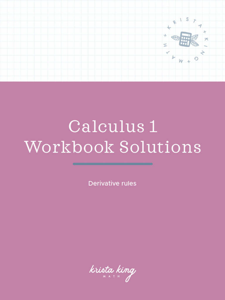 Workbook - Derivative Rules - Solutions | PDF | Trigonometric Functions ...