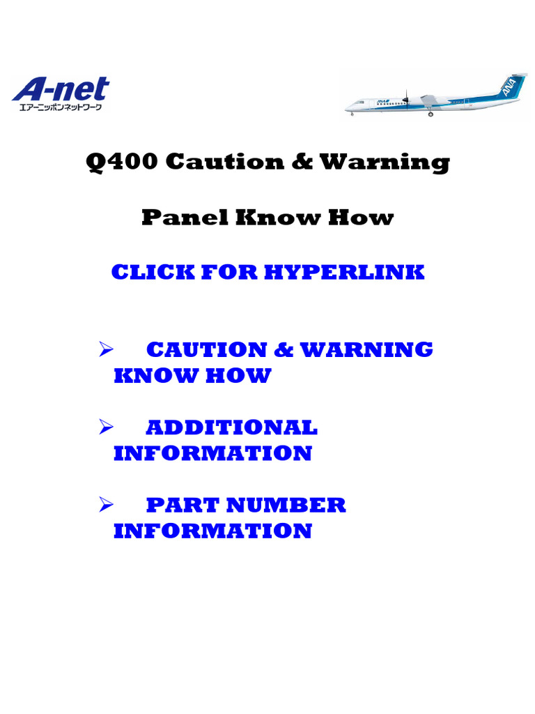 Q400 Caution & Warning Know How | PDF | Switch | Relay