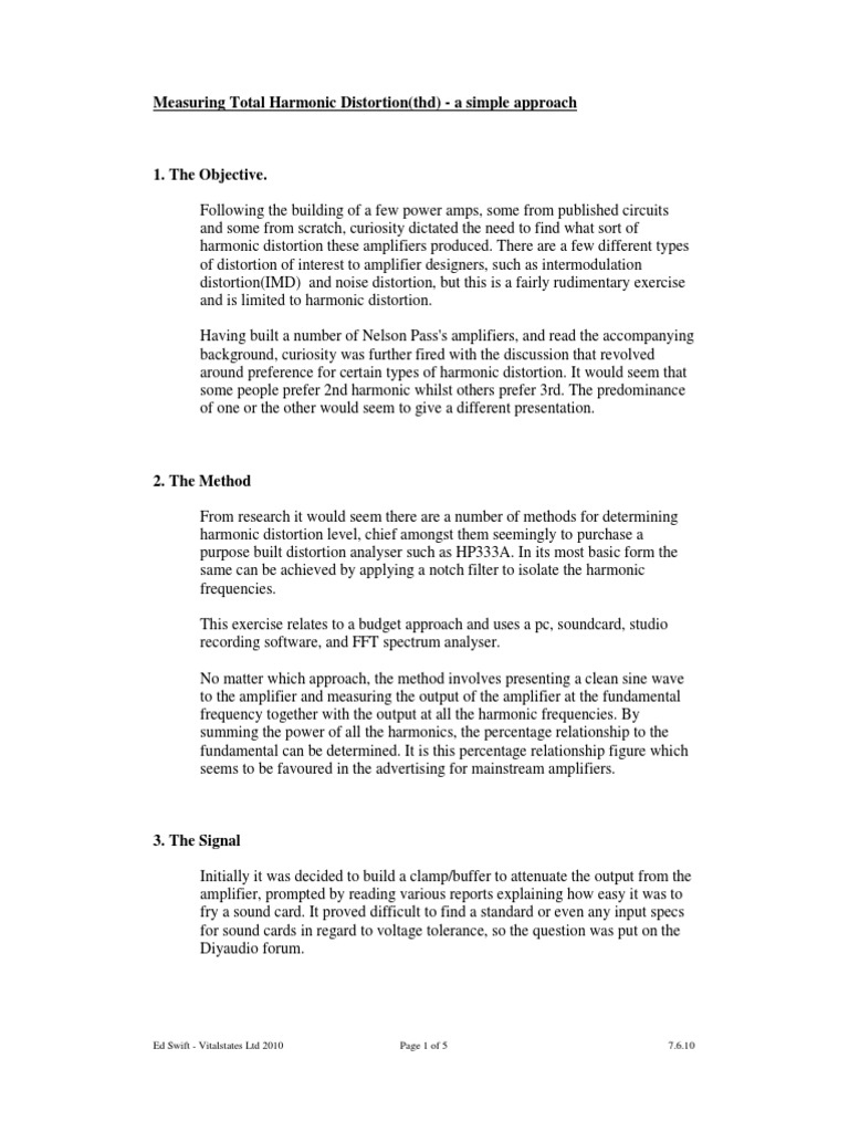 Simple THD Measurement | PDF | Distortion | Amplifier