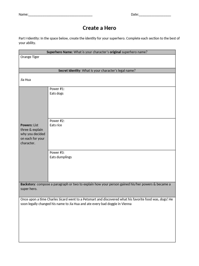 Odyssey+Create+a+Hero+ | PDF