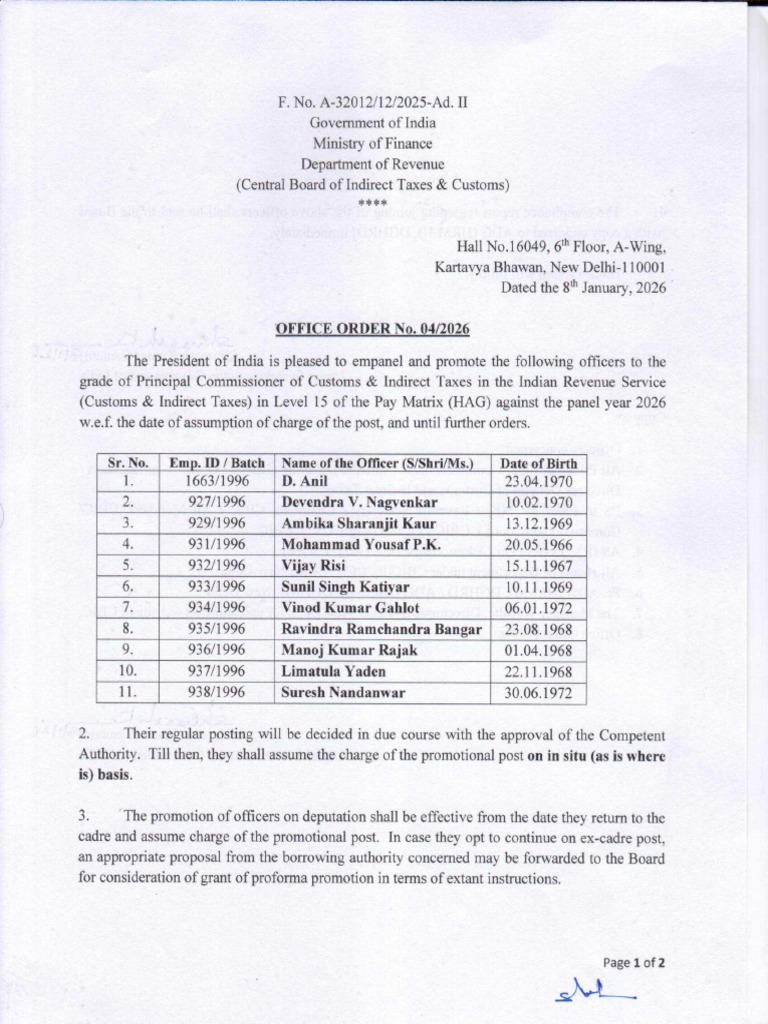 Office Order 4 of 2026 | PDF