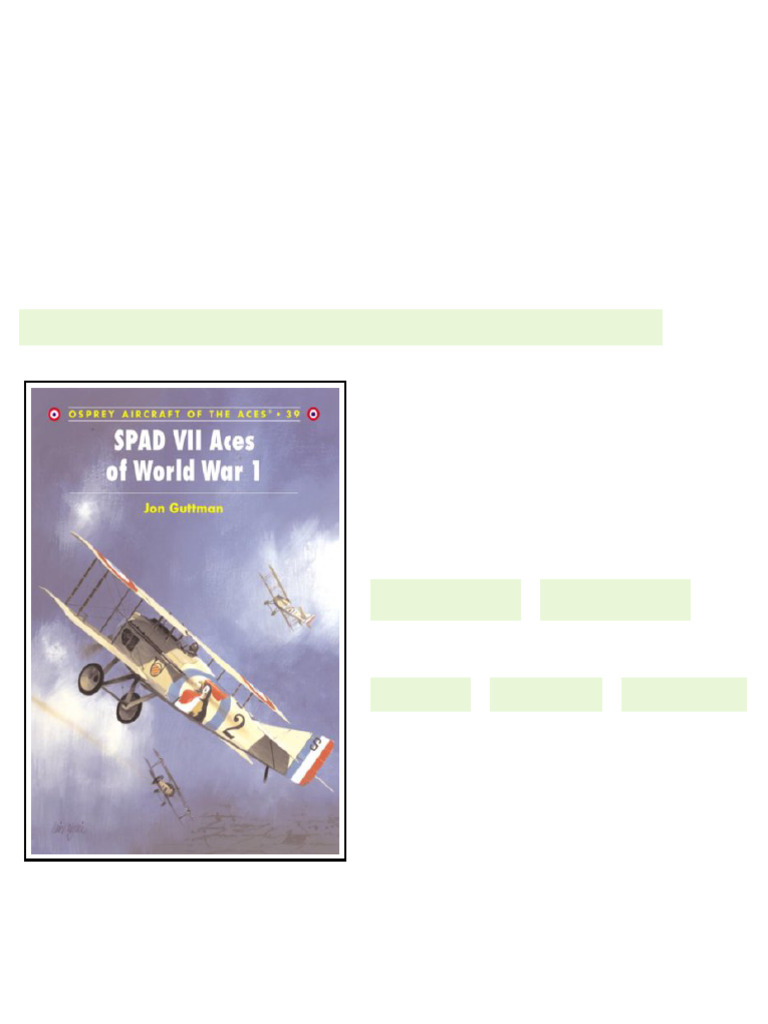 (Ebook) Osprey Aircraft of the Aces 039 - Spad VII Aces of World War 1 ...