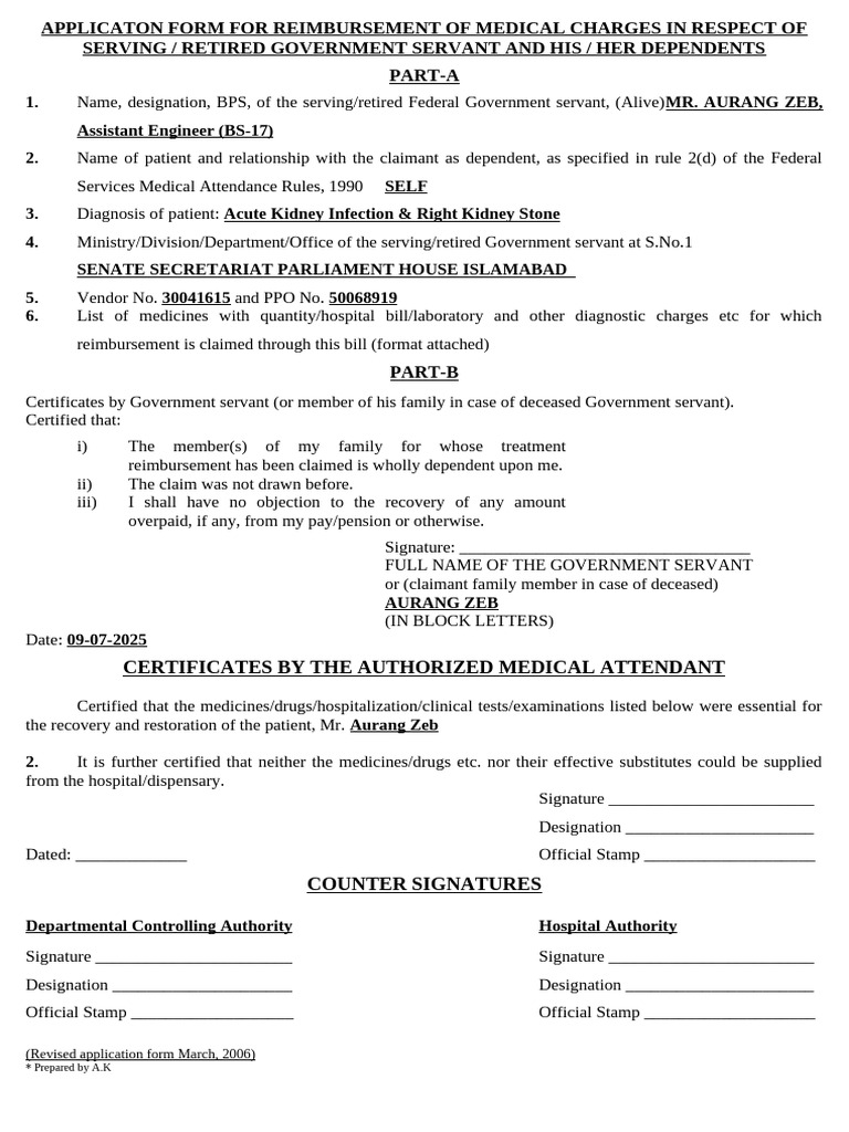 Medical Reimbursement Application Form | PDF | Pharmacy | Diseases And ...