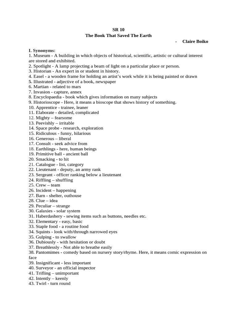 The Book That Saved The Earth (SR 10) | PDF