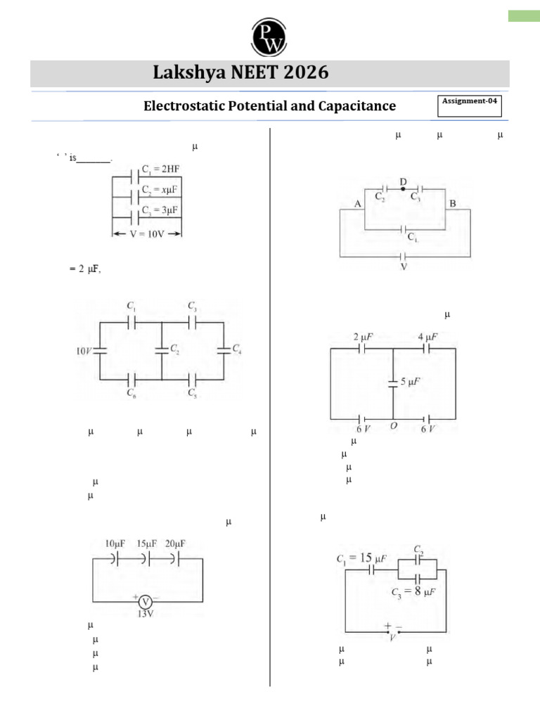 Electrostatic Potential and Capacitance Assignment 04 Lakshya NEET 2026 ...