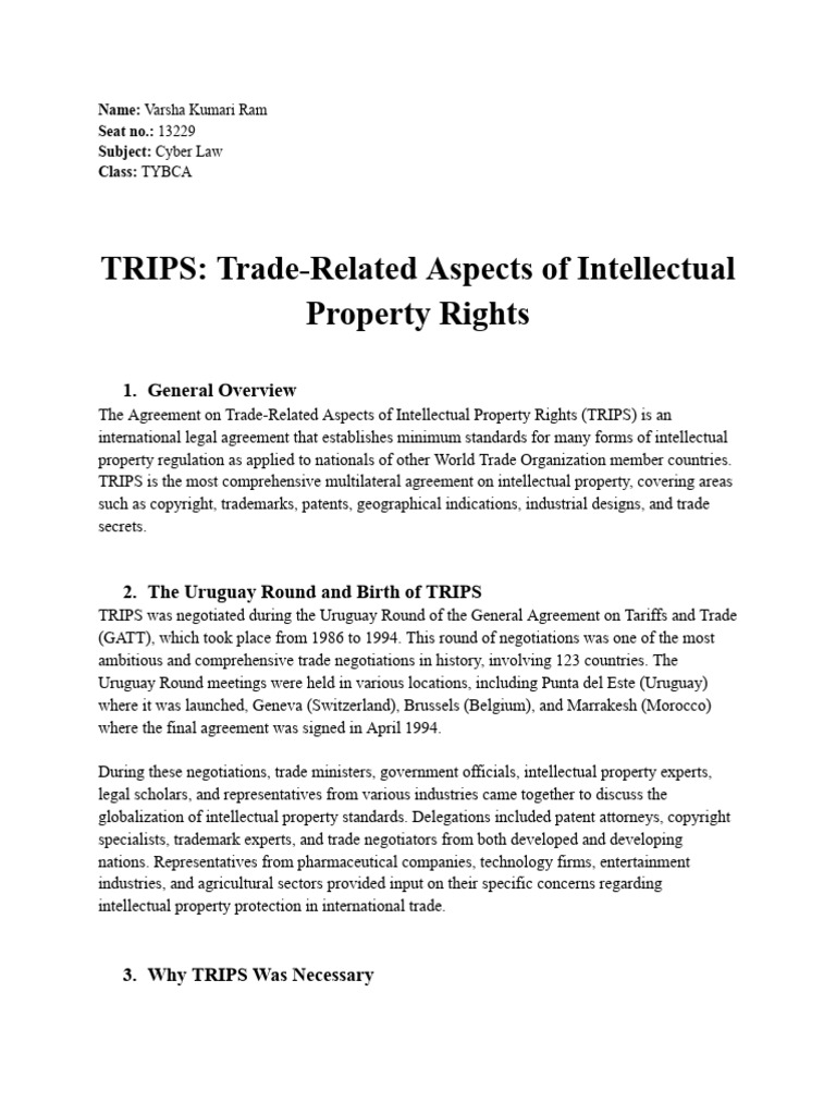 TRIPS Cyberlaw | PDF | Trips Agreement | Uruguay Round