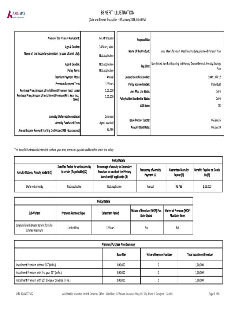 Max With Death Benefit | PDF