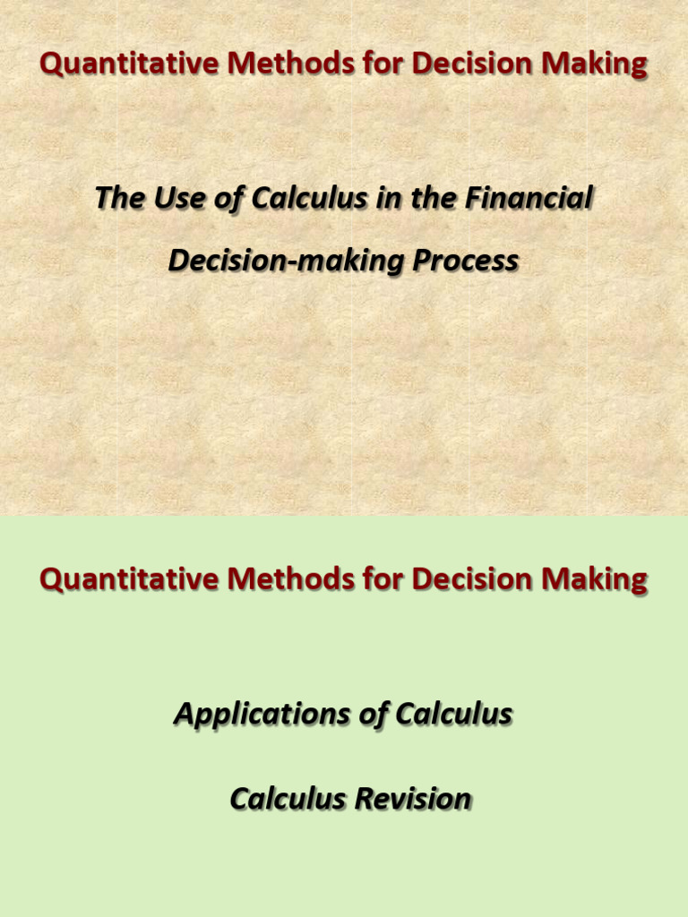 Calculus in the Financial Decision Making Process (June 2021) | PDF ...