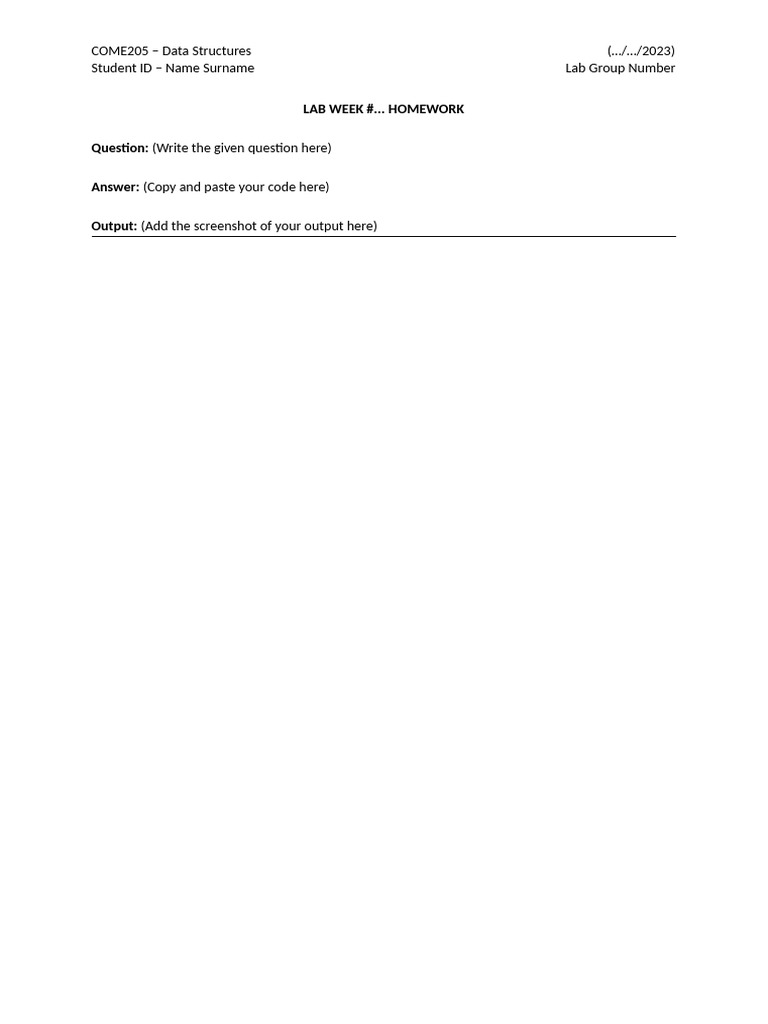 Come205 Data Structures Homework Template 2 | PDF