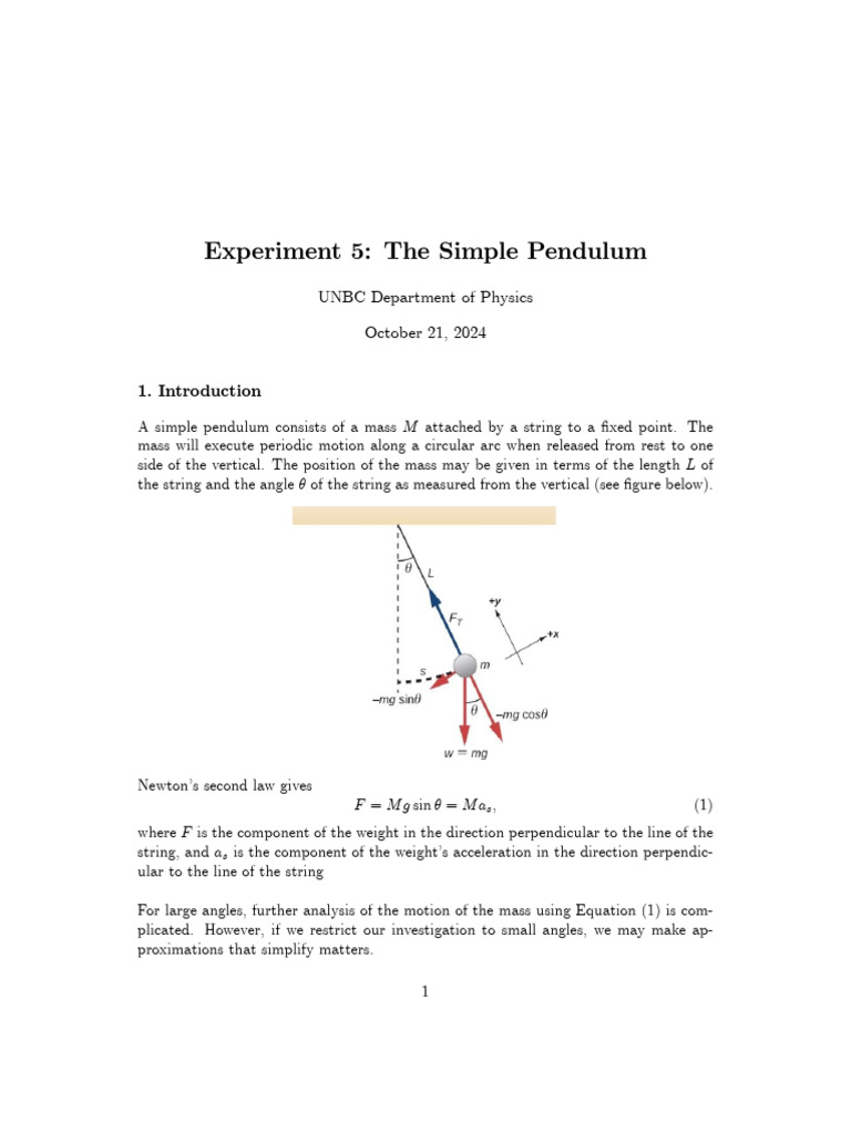 Simple Pendulum Experiment Guide | PDF | Pendulum | Angle