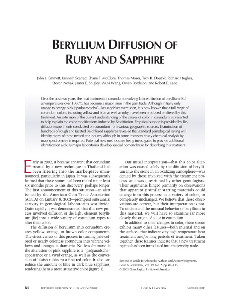 Summer 2003 Gems Gemology Beryllium Diffusion Ruby Sapphire v2 | PDF ...