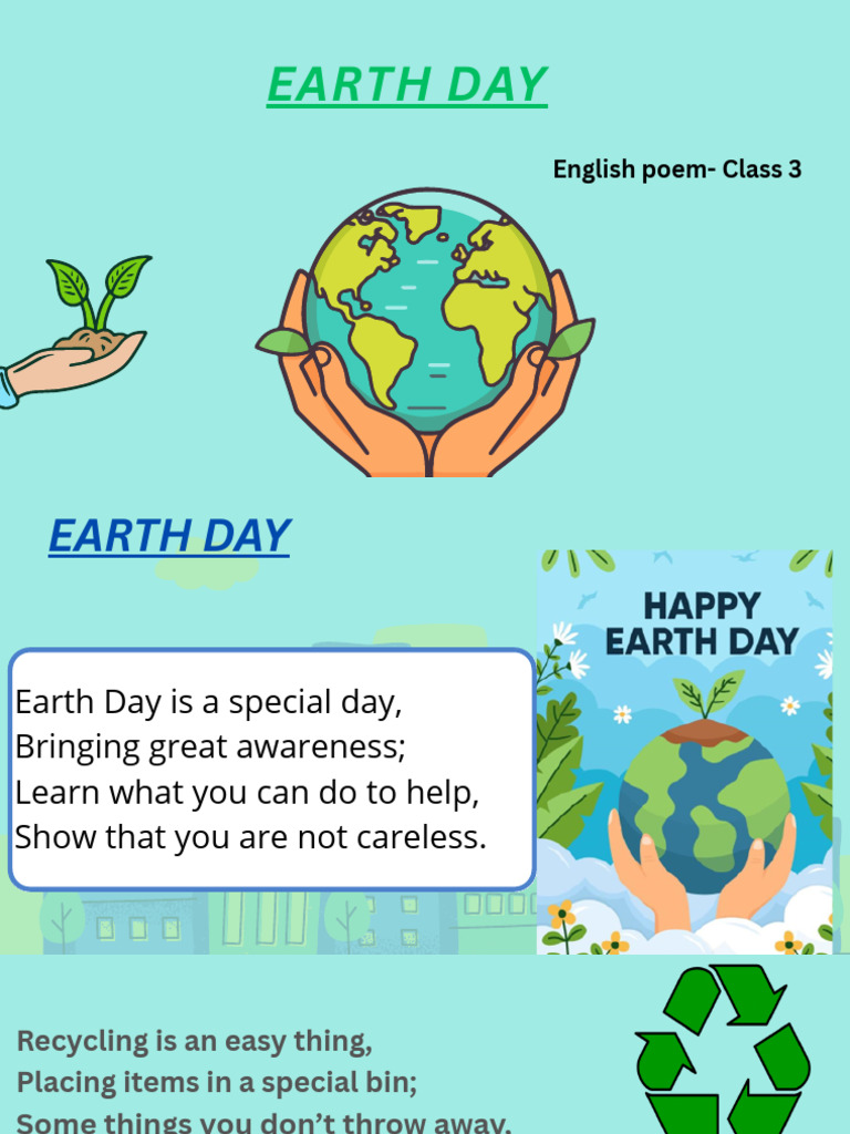 Earth Day- English poem class 3 | PDF | Recycling | Waste
