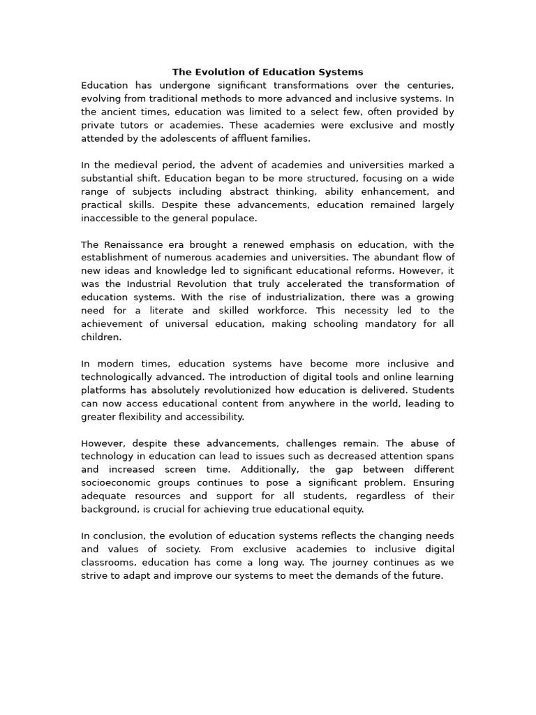 Evolution of Education Systems Overview | PDF | Learning | Intelligence