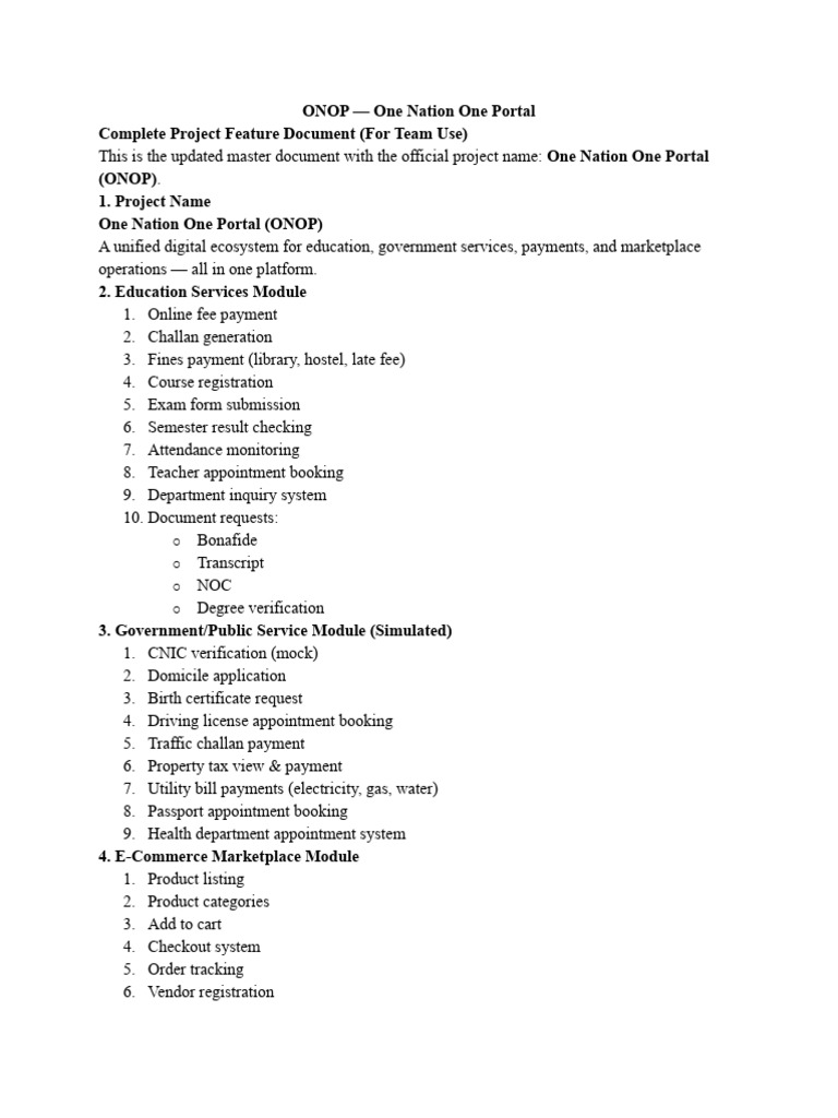 ONOP — One Nation One Portal | PDF | Information Technology | Computing