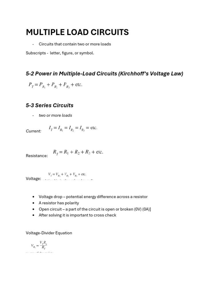 Understanding Multiple Load Circuits | PDF