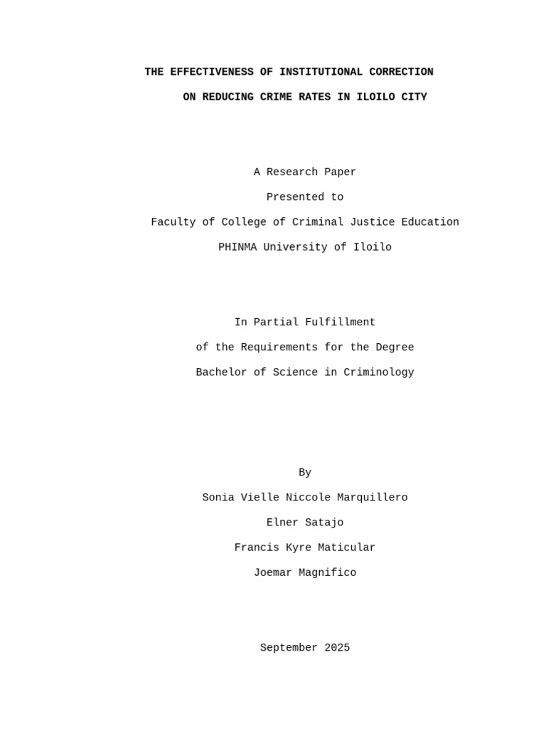 Institutional Correction Super Final Chapter 1 | PDF | Rehabilitation (Penology) | Prison