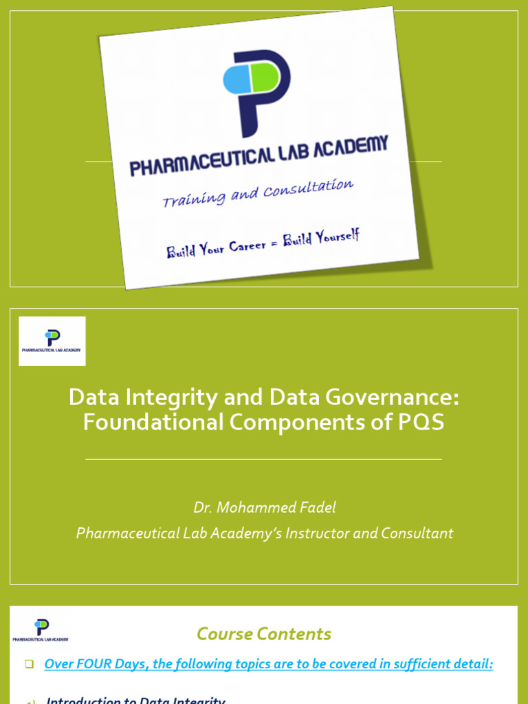 Data Integrity and Data Governance – Foundational Components of PQS ...