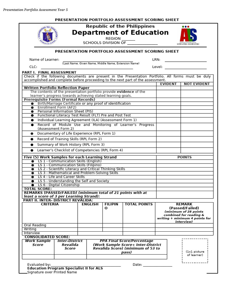 PPA 5 PPA Scoring Sheet | PDF | Learning | Intelligence