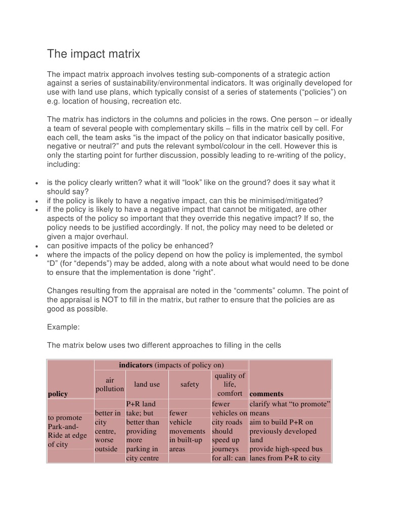 The Impact Matrix | PDF | Matrix (Mathematics) | Business