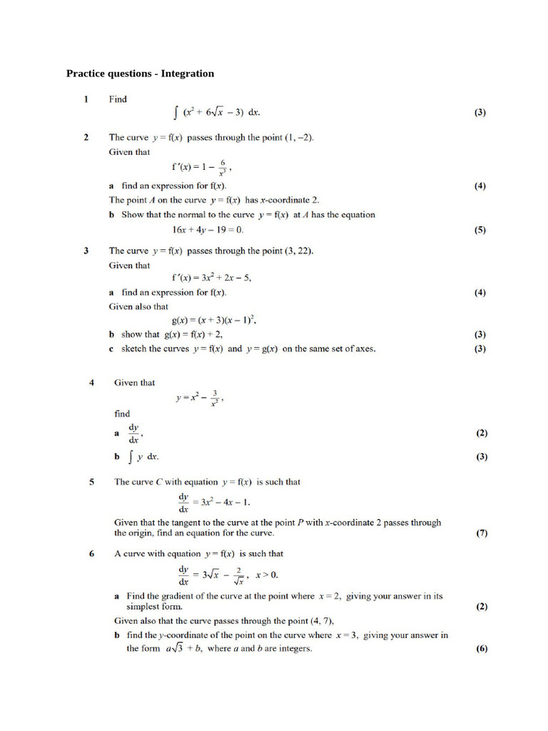 Work Sheet Integration (1) | PDF