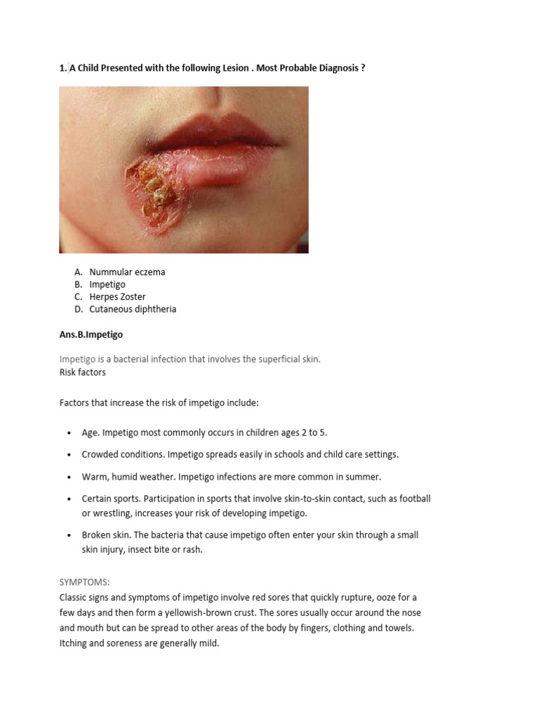 Impetigo and Skin Conditions in Children | PDF | Dermatology | Diseases ...