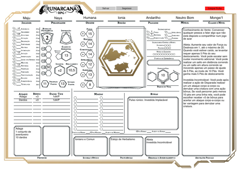 Runarcana - Planilha 0.94 - Vers%C3%A3o Compacta_unlocked | PDF | Atletismo (esporte)