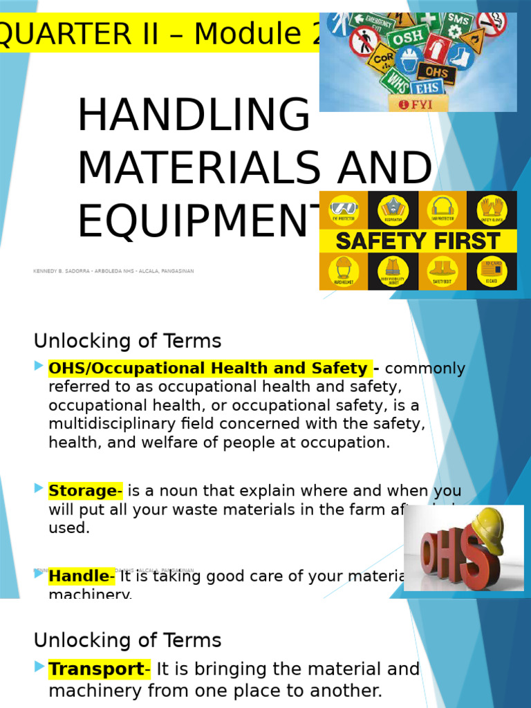 QUARTER 2 - Module 2 (Handling Materials and Equipment) | PDF ...