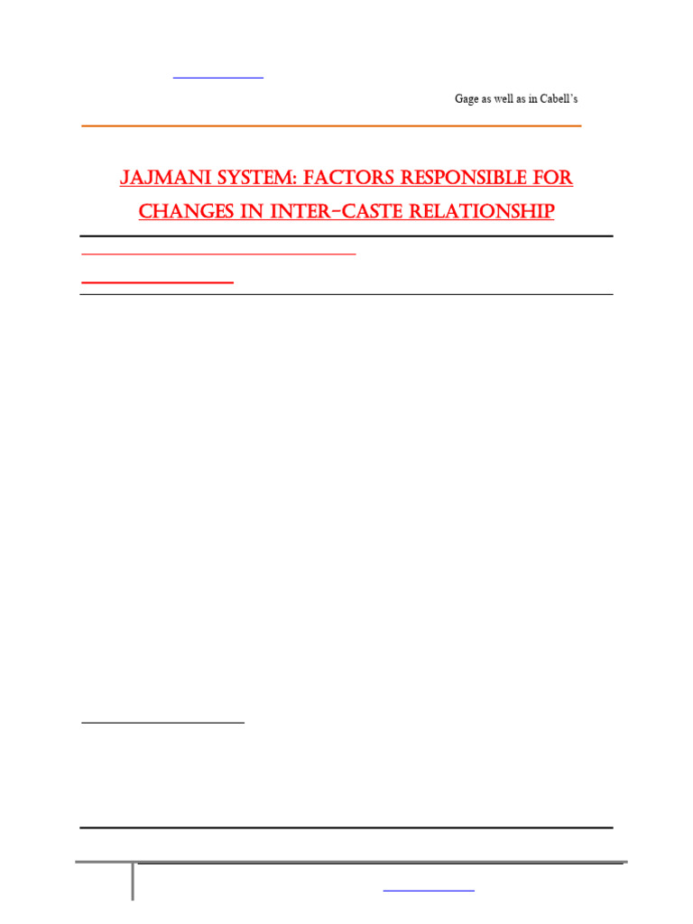 Changes in Jajmani System and Inter-Caste Relations | PDF | Caste ...