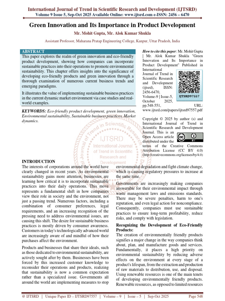 Green Innovation and Its Importance in Product Development | PDF ...