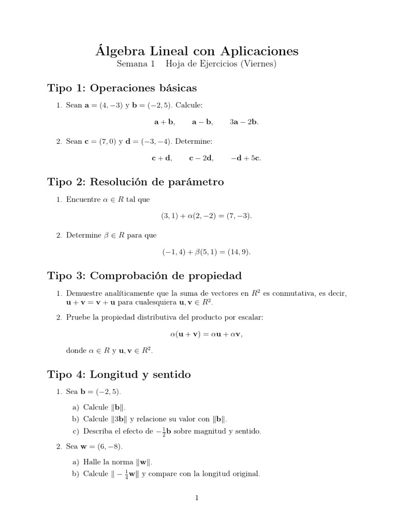 Ejer Algebra Sem 1 | PDF