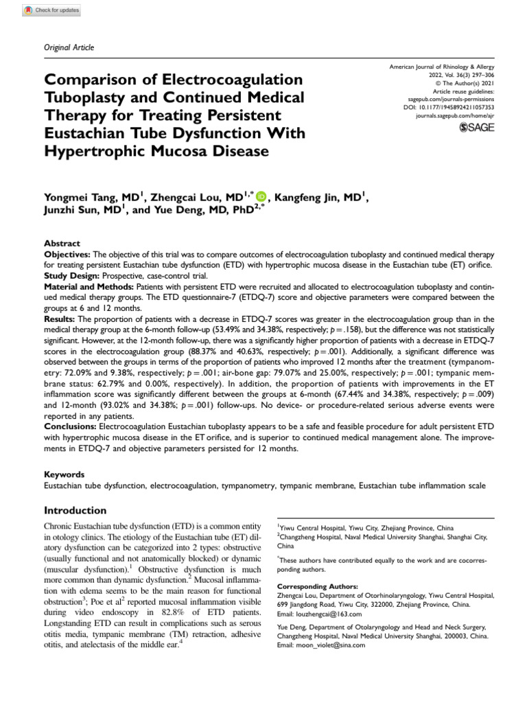 Comparison of Electrocoagulation Tuboplasty and Continued Medical ...