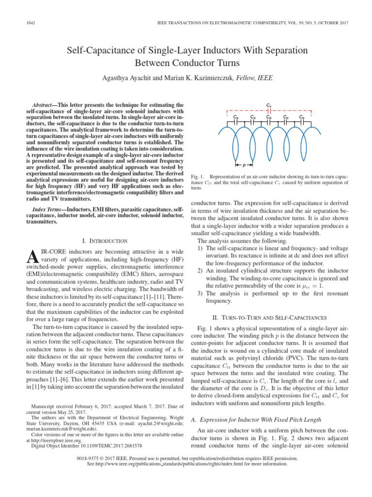 Self-Capacitance in Air-Core Inductors | PDF | Inductor | Capacitance