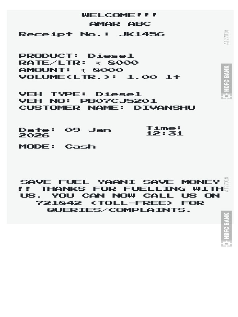 Fuel Bill Template 3 | PDF