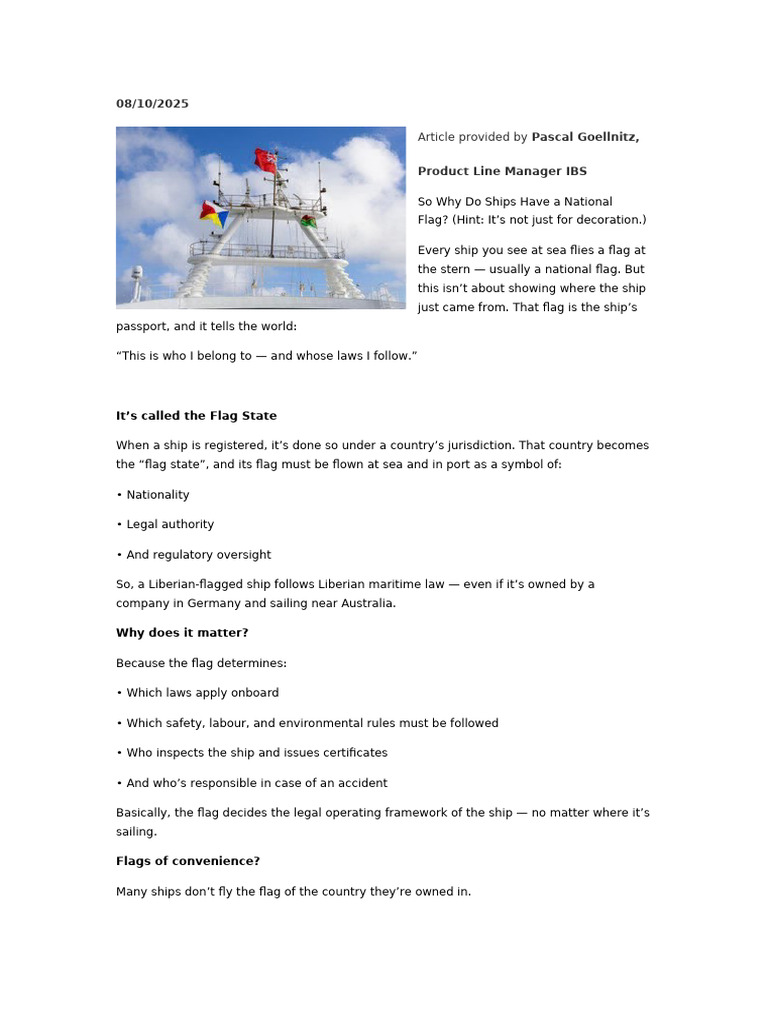 Why Ships Have a National Flag | PDF