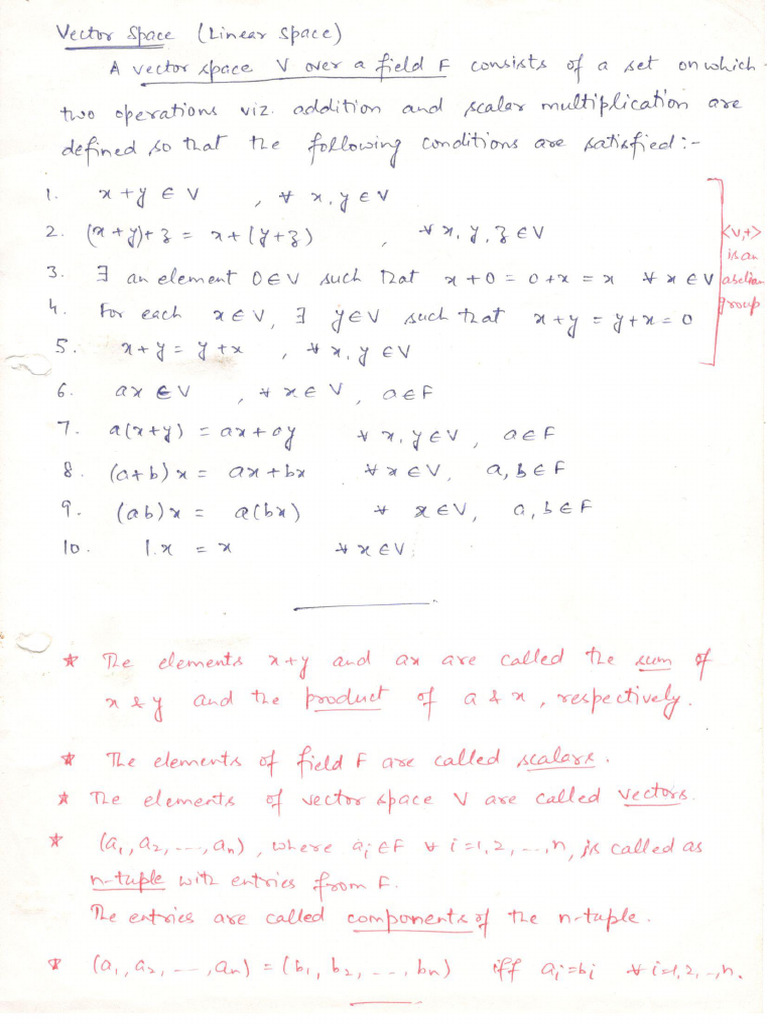 3 Vector Space Notes | PDF
