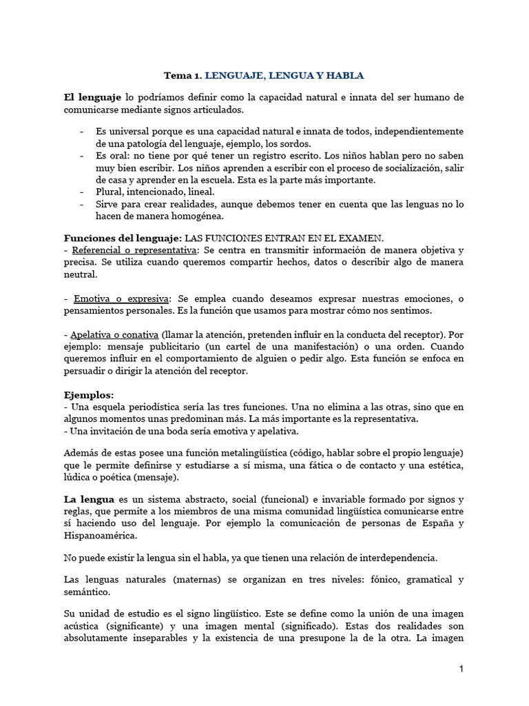 Funciones y Estructura del Lenguaje | PDF | Comunicación humana ...