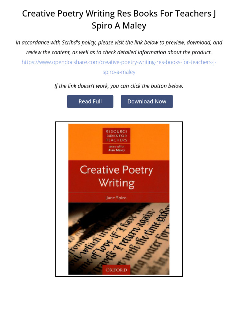 Creative Poetry Writing Res Books For Teachers J Spiro A Maley | PDF ...