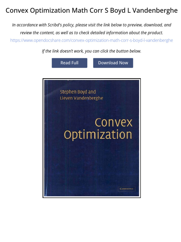 Convex Optimization Math Corr S Boyd L Vandenberghe | PDF