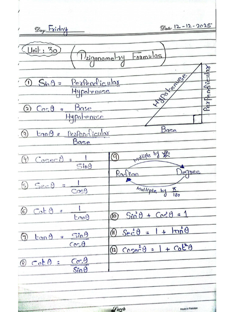 Class 10 Math Formulas | PDF