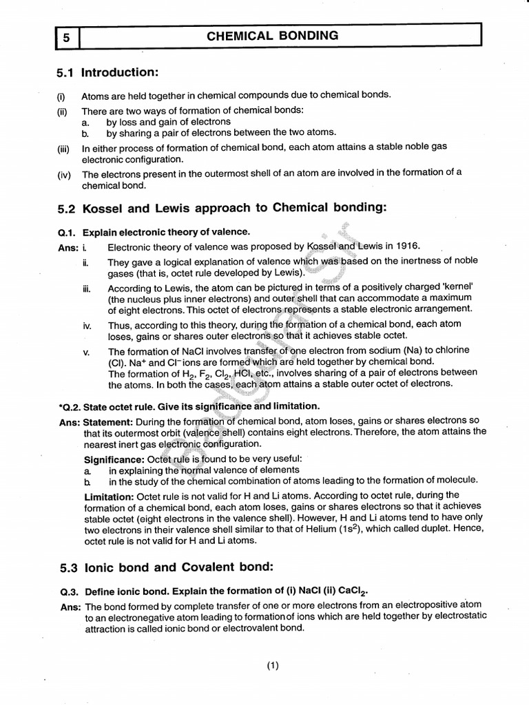 5 Chemical Bonding Notes | PDF | Ionic Bonding | Chemical Bond