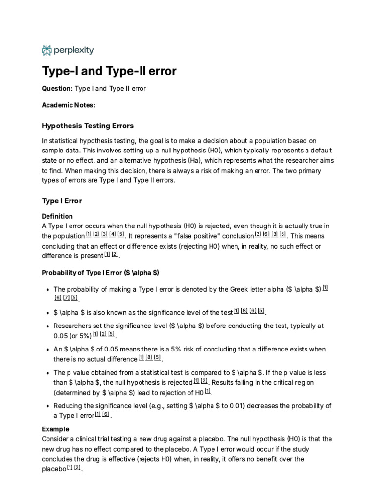 Understanding Type I and Type II Errors | PDF | Type I And Type Ii ...