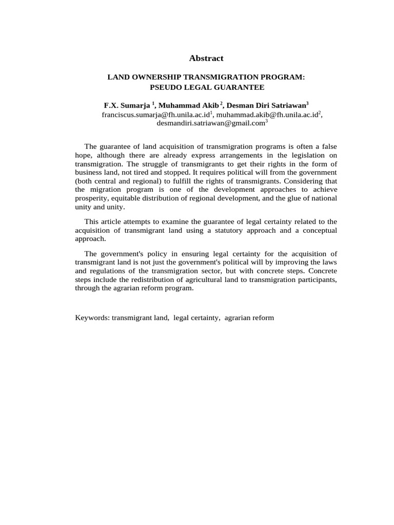 Jurnal_land Ownership Transmigration Program | PDF