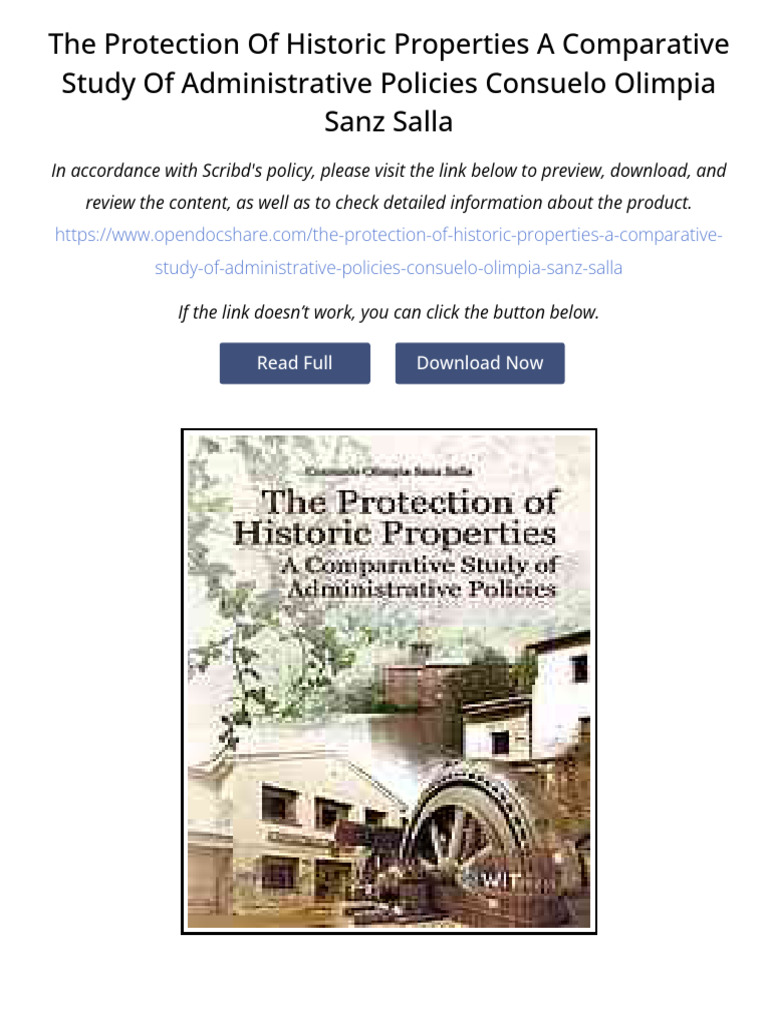 The Protection Of Historic Properties A Comparative Study Of ...