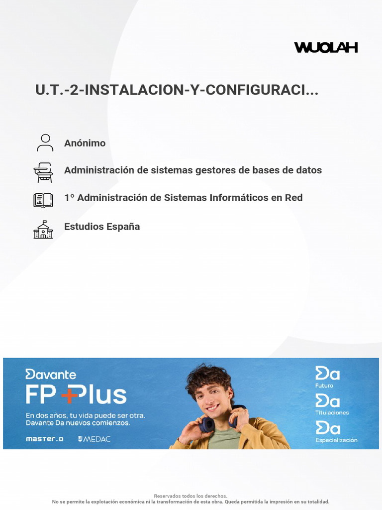 wuolah-free-U.T.-2-INSTALACION-Y-CONFIGURACION-DE-UN-SGBD | PDF | Bases ...